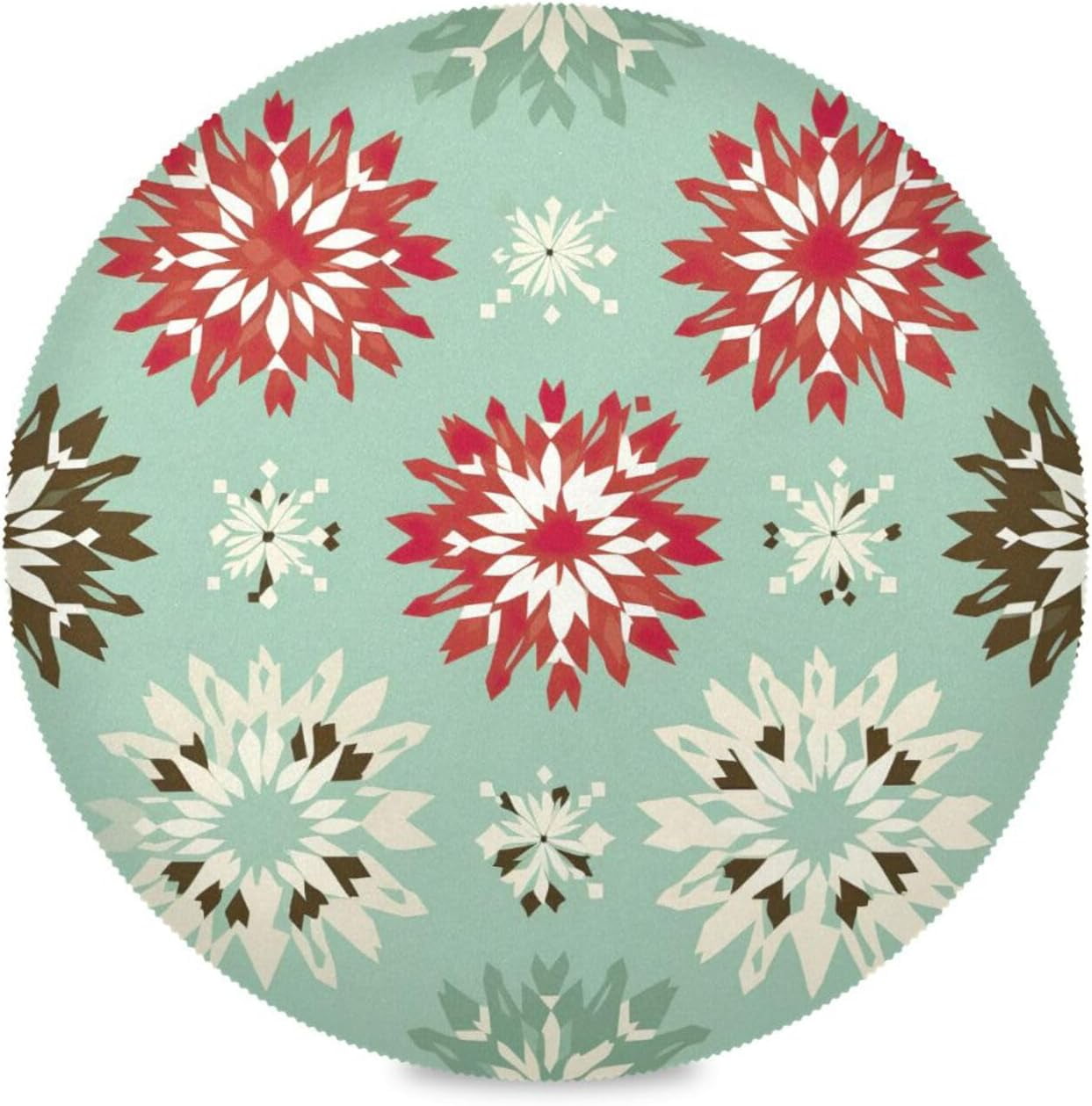 GZHJMY Snowflakes Round Placemats 15.4in, Washable Heat Resistant Table ...