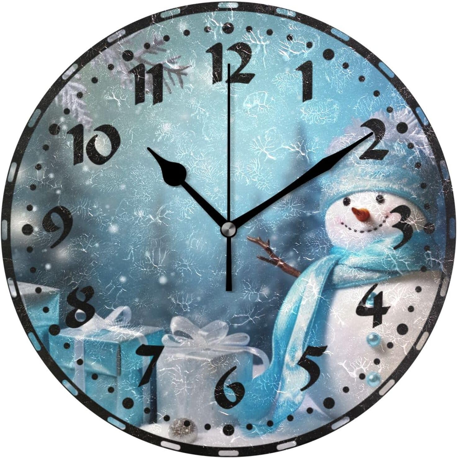 GZHJMY Snowman Christmas Wall Clock, Silent Non Ticking 10 Inch Battery ...