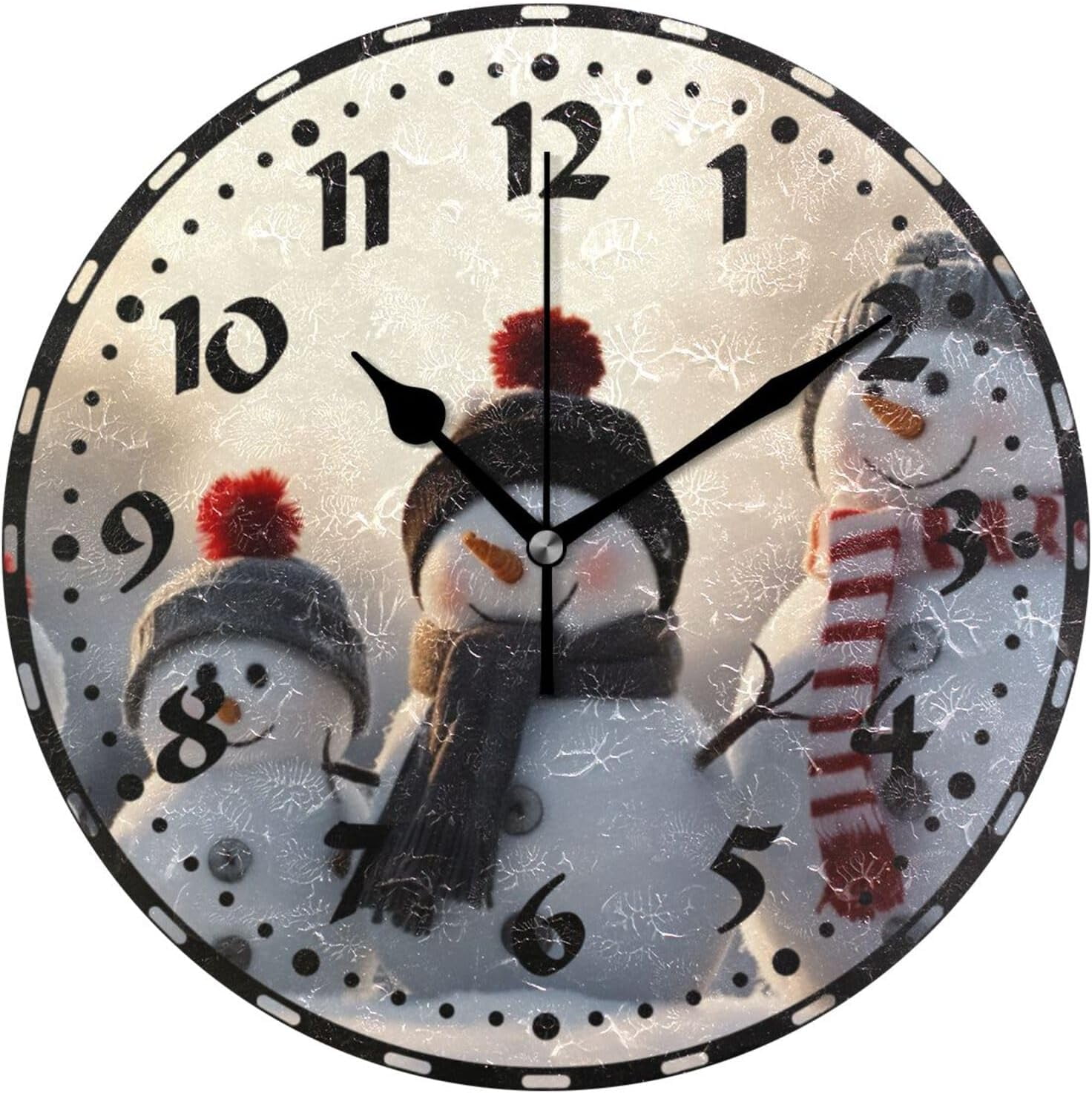 GZHJMY Snowman Family Wall Clock, Silent Non Ticking 10 Inch Battery ...