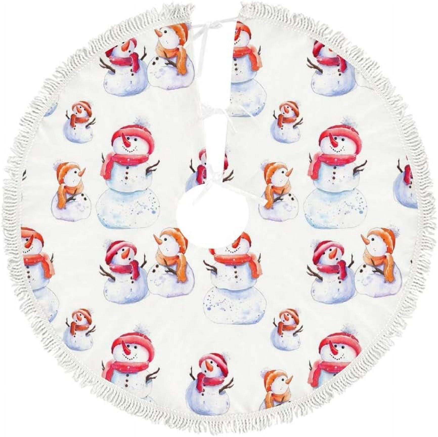 GZHJMY Snowman On White Christmas Tree Skirt 36" for Indoor Outdoor ...