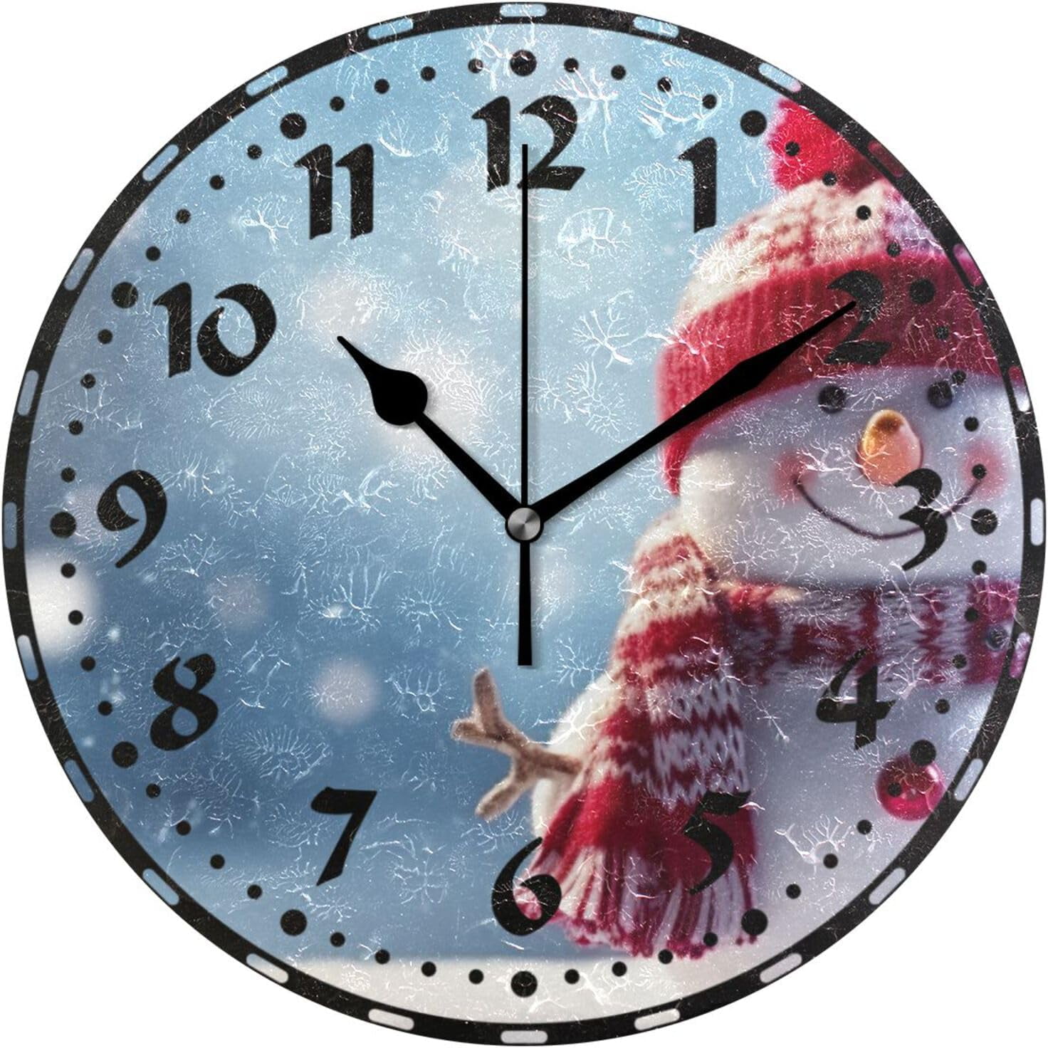 GZHJMY Snowman Pattern Wall Clock, PVC Silent Non Ticking 10 Inch ...