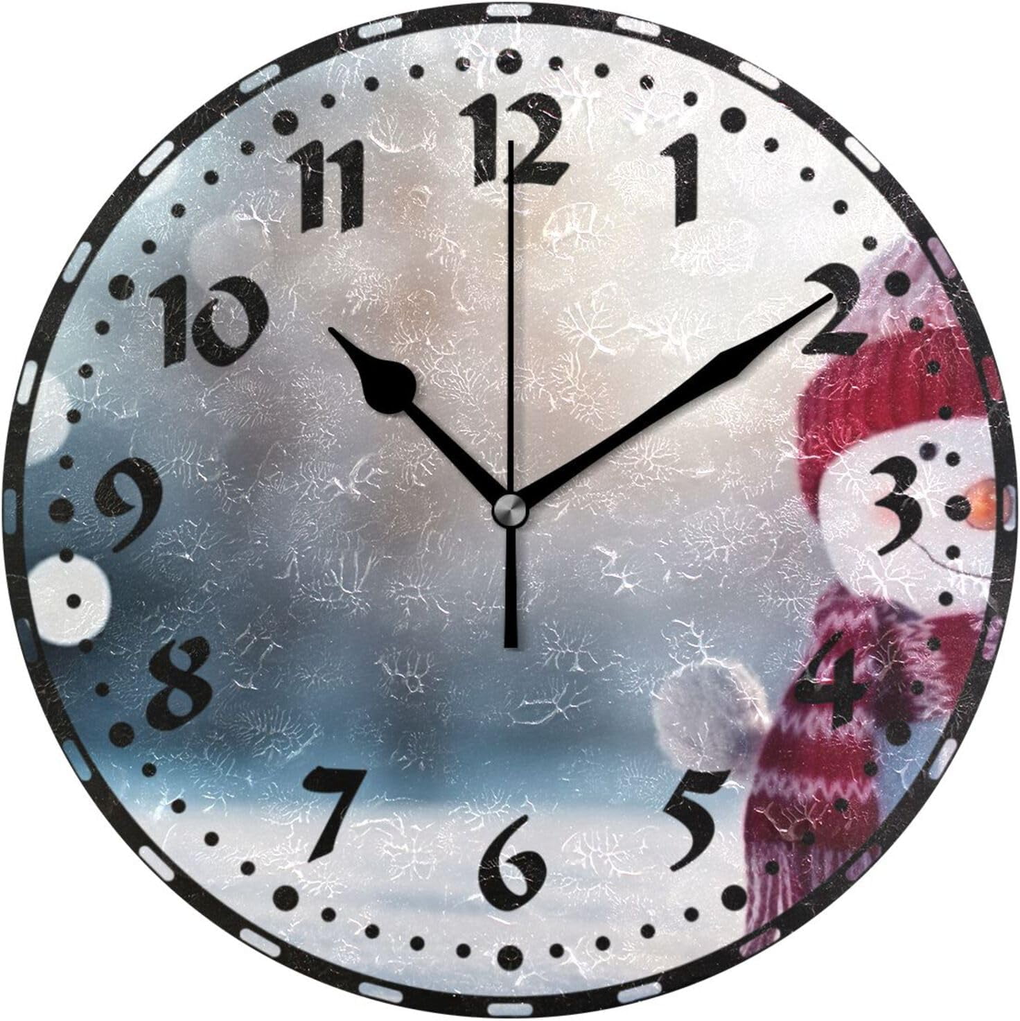 GZHJMY Snowman Pattern Wall Clock, Silent Non Ticking 10 Inch Battery ...