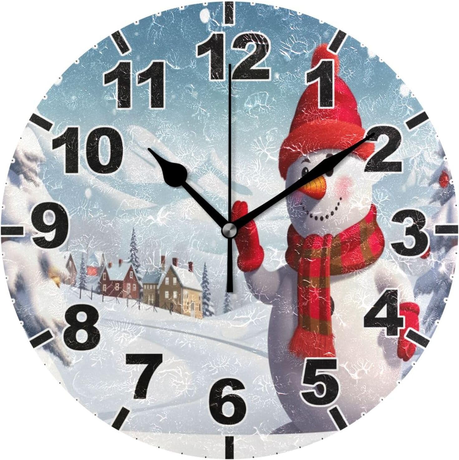 GZHJMY Snowman Round PVC Wall Clock, Battery Operated Silent Non ...