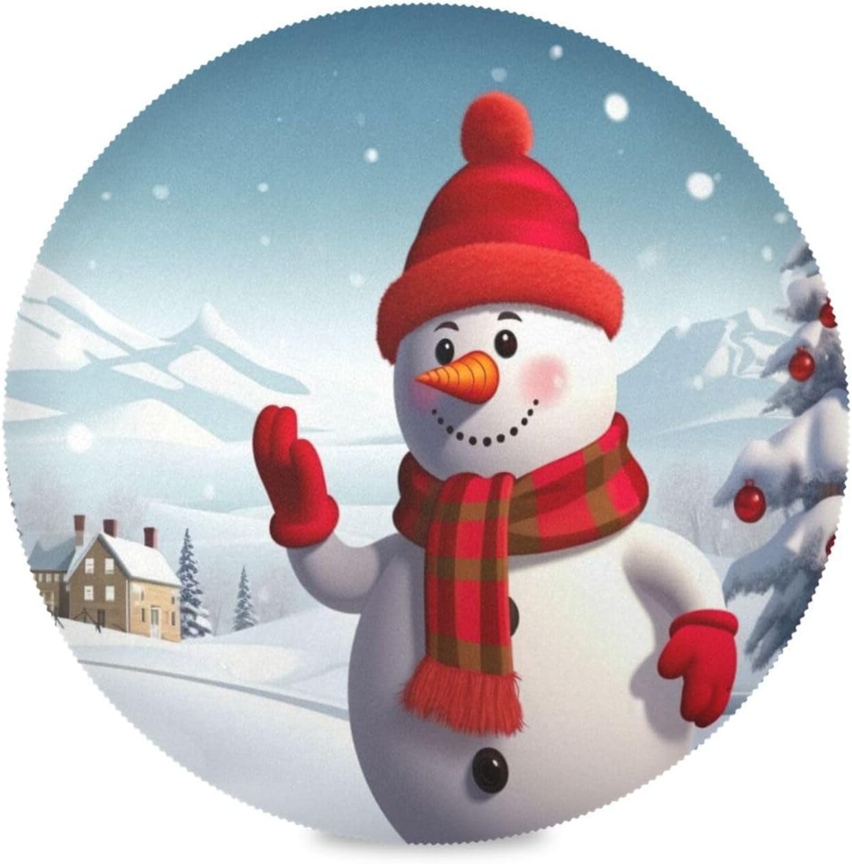 GZHJMY Snowman Round Placemats 15.4in, Washable Heat Resistant Table ...