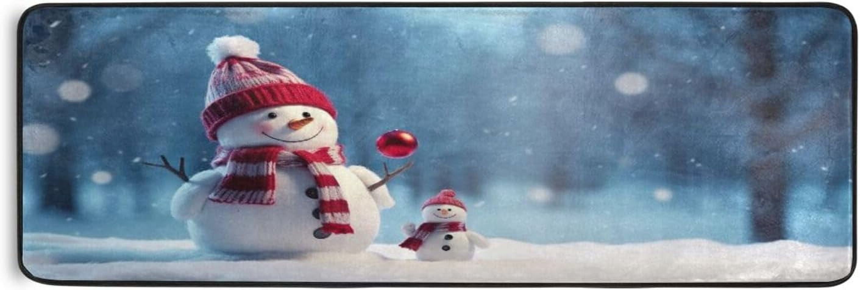 GZHJMY Snowman Snow Scene Area Rug - 2' x 6' Washable Runner Rugs with ...