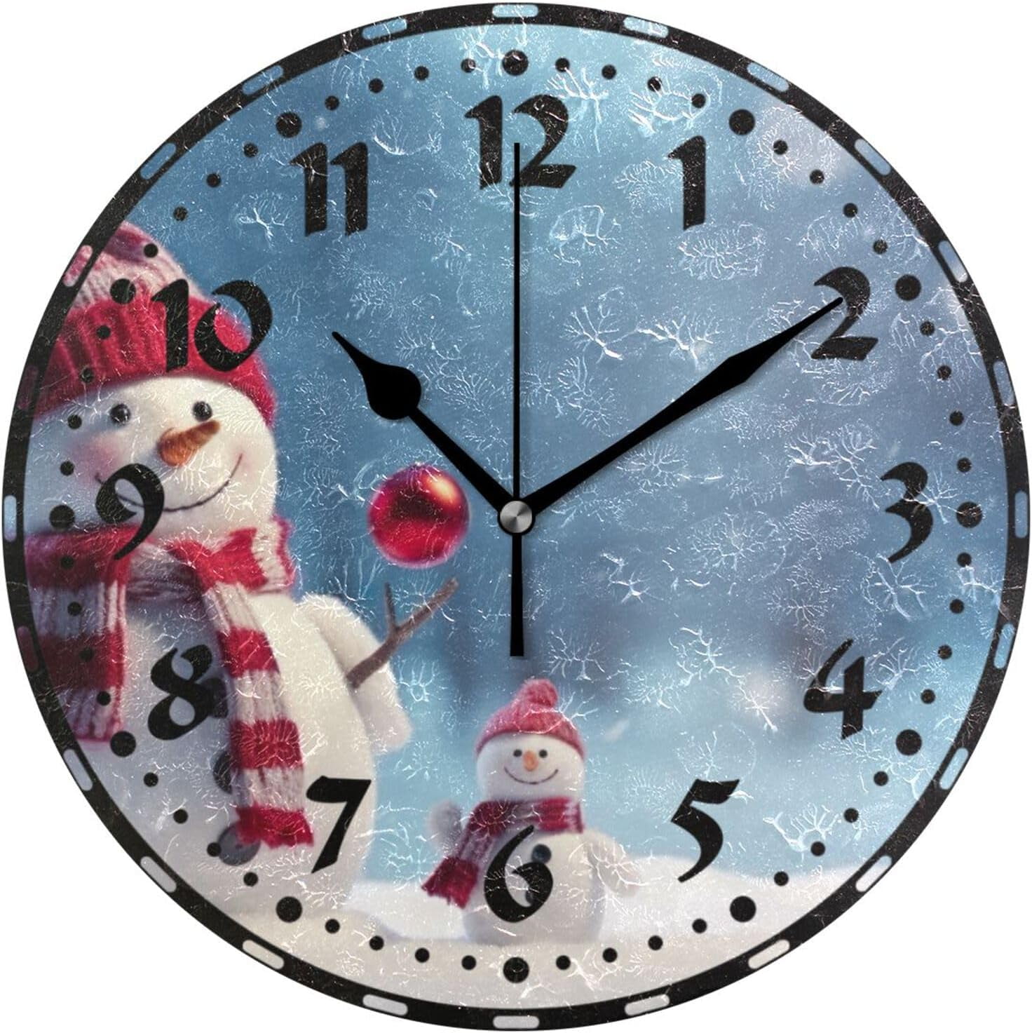 GZHJMY Snowman Snow Scene Wall Clock, Silent Non Ticking 10 Inch ...