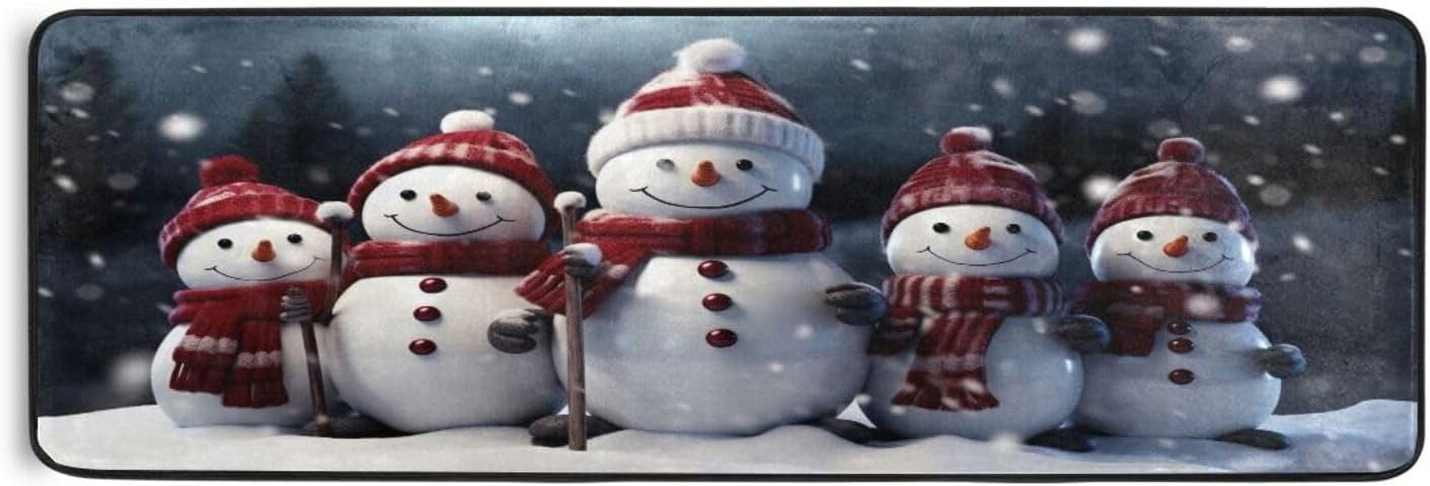 GZHJMY Snowmen Pattern Area Rug - 2' x 6' Washable Runner Rugs with ...