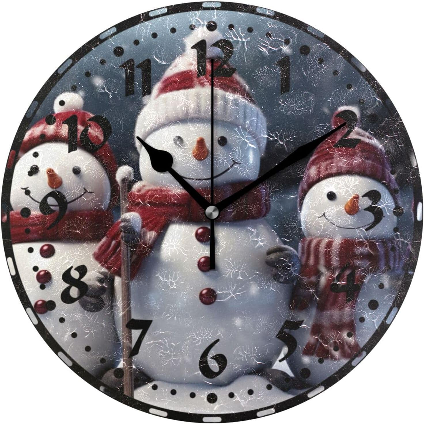 GZHJMY Snowmen Pattern Wall Clock, PVC Silent Non Ticking 10 Inch ...