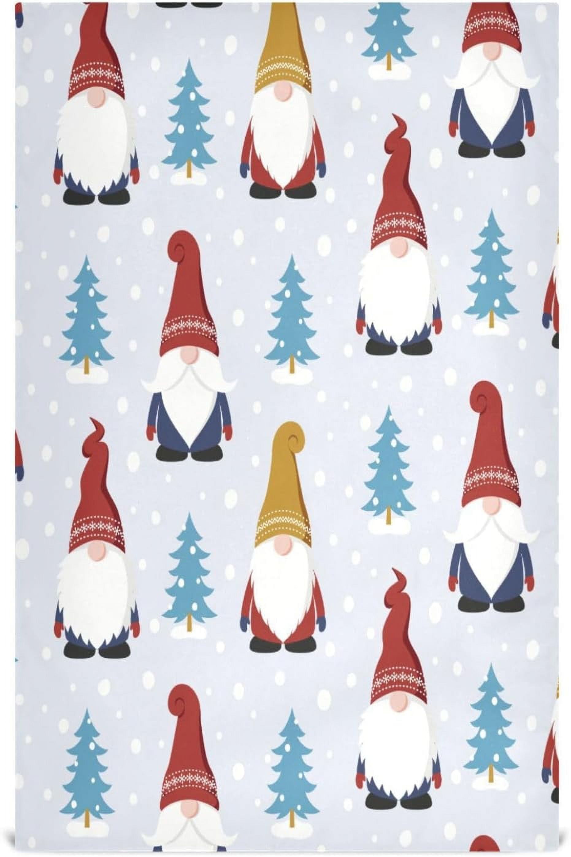 GZHJMY Soft Absorbent Reusable Kitchen Towels, Set of 4|28x18 in, Cute Gnomes Trees and Snow ...