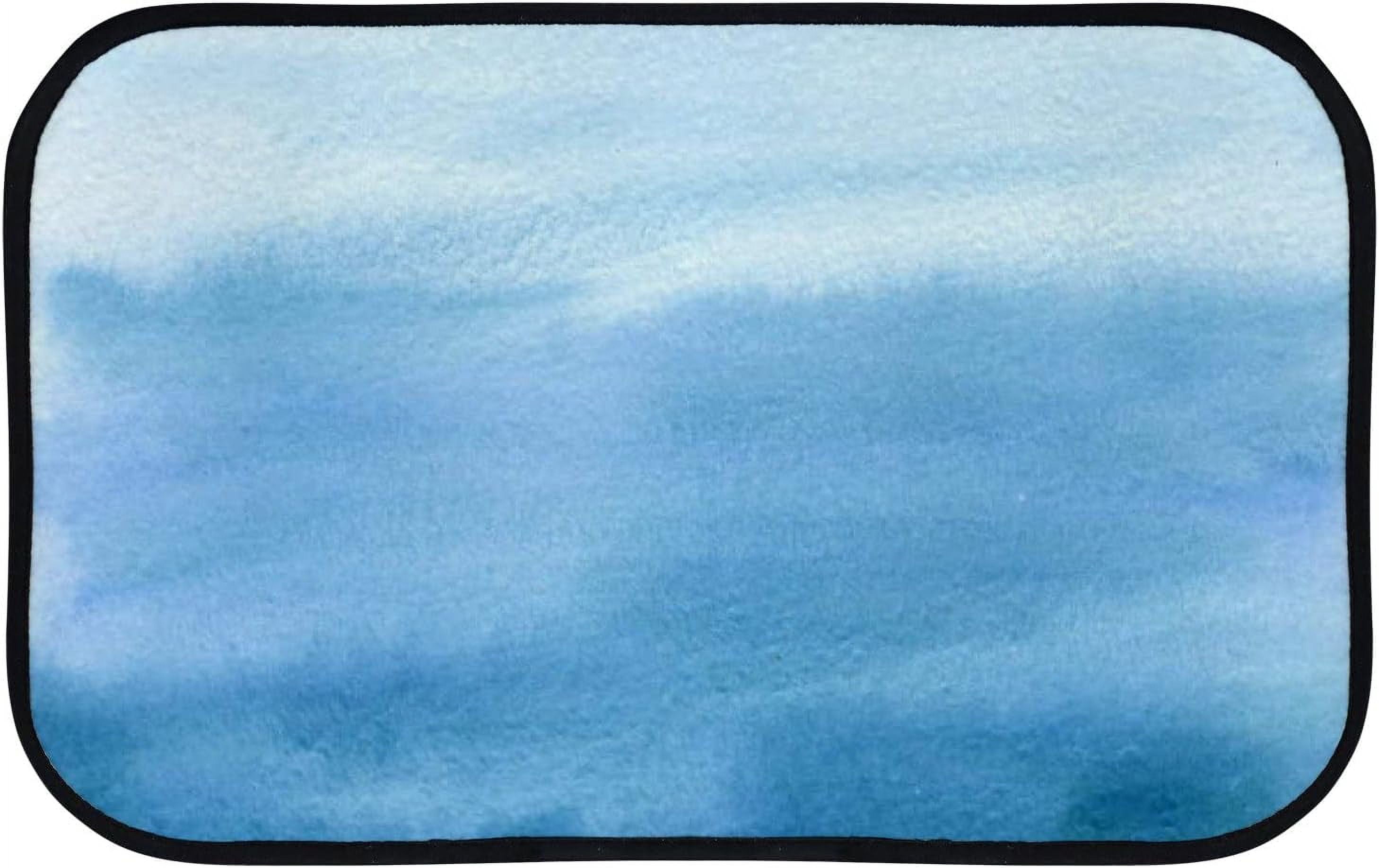 GZHJMY Soft Bath Door Mat Rug Abstract Ombre Blue Non Slip Dootmat ...