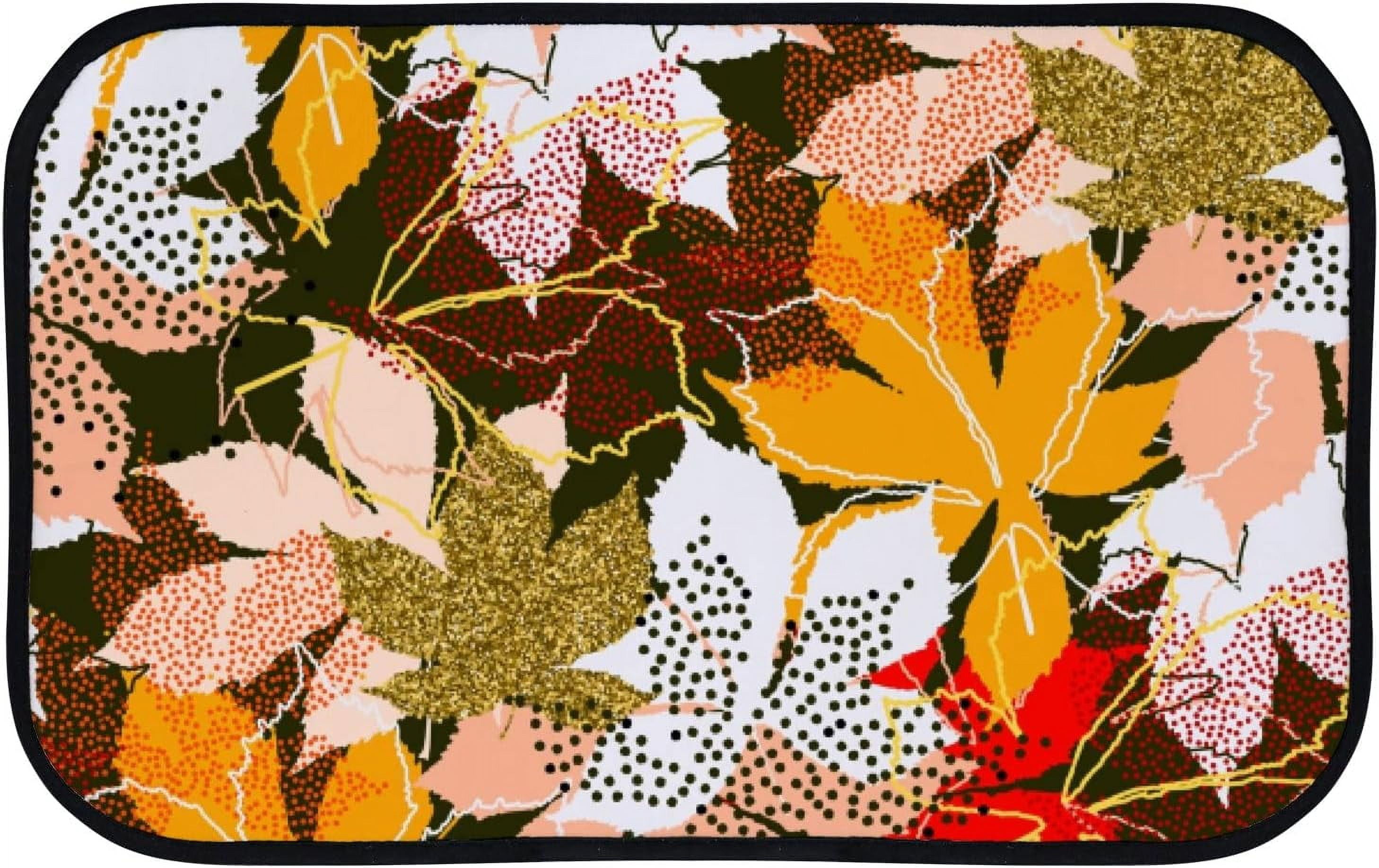 GZHJMY Soft Bath Door Mat Rug Fall Leaves Gold Glitter Texture Non Slip ...
