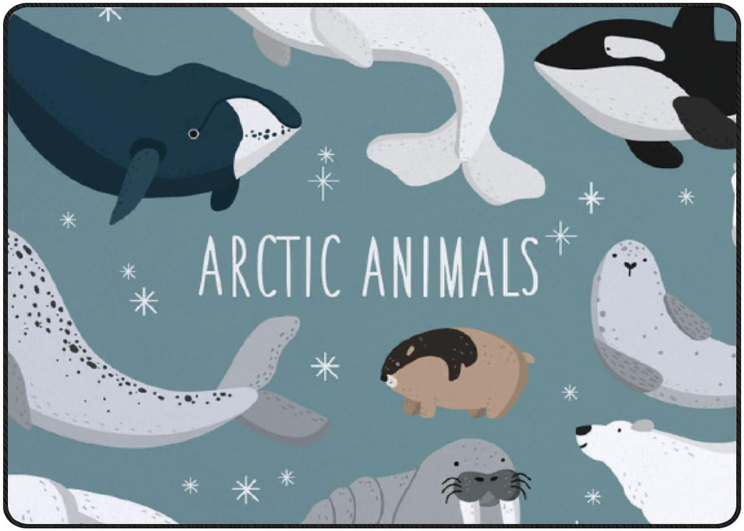GZHJMY Soft Foam Nursery Area Rugs Arctic Animals Polar Bear Whale Seal ...