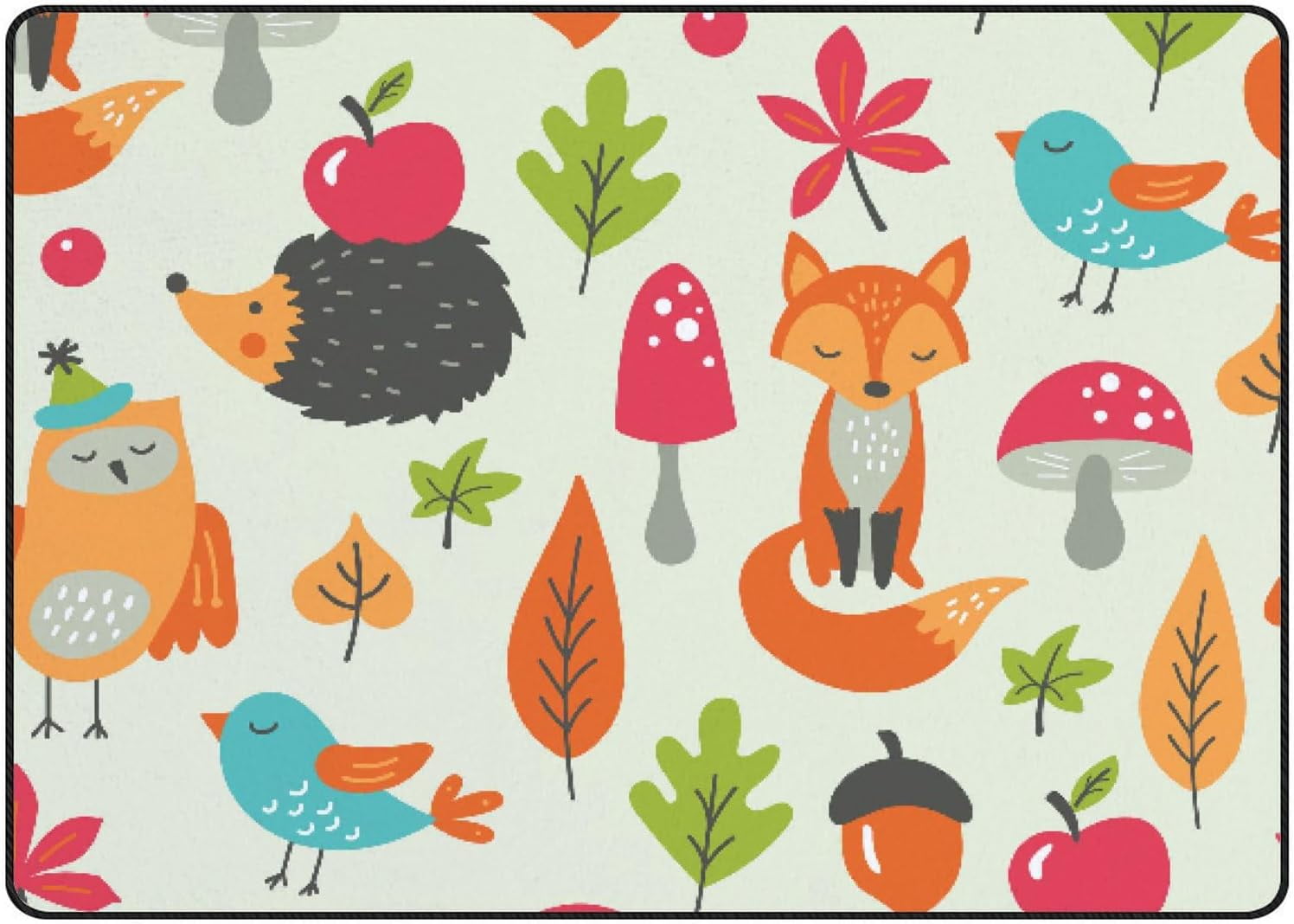 GZHJMY Soft Foam Nursery Area Rugs Autumn Forest Animals Leaves Non ...