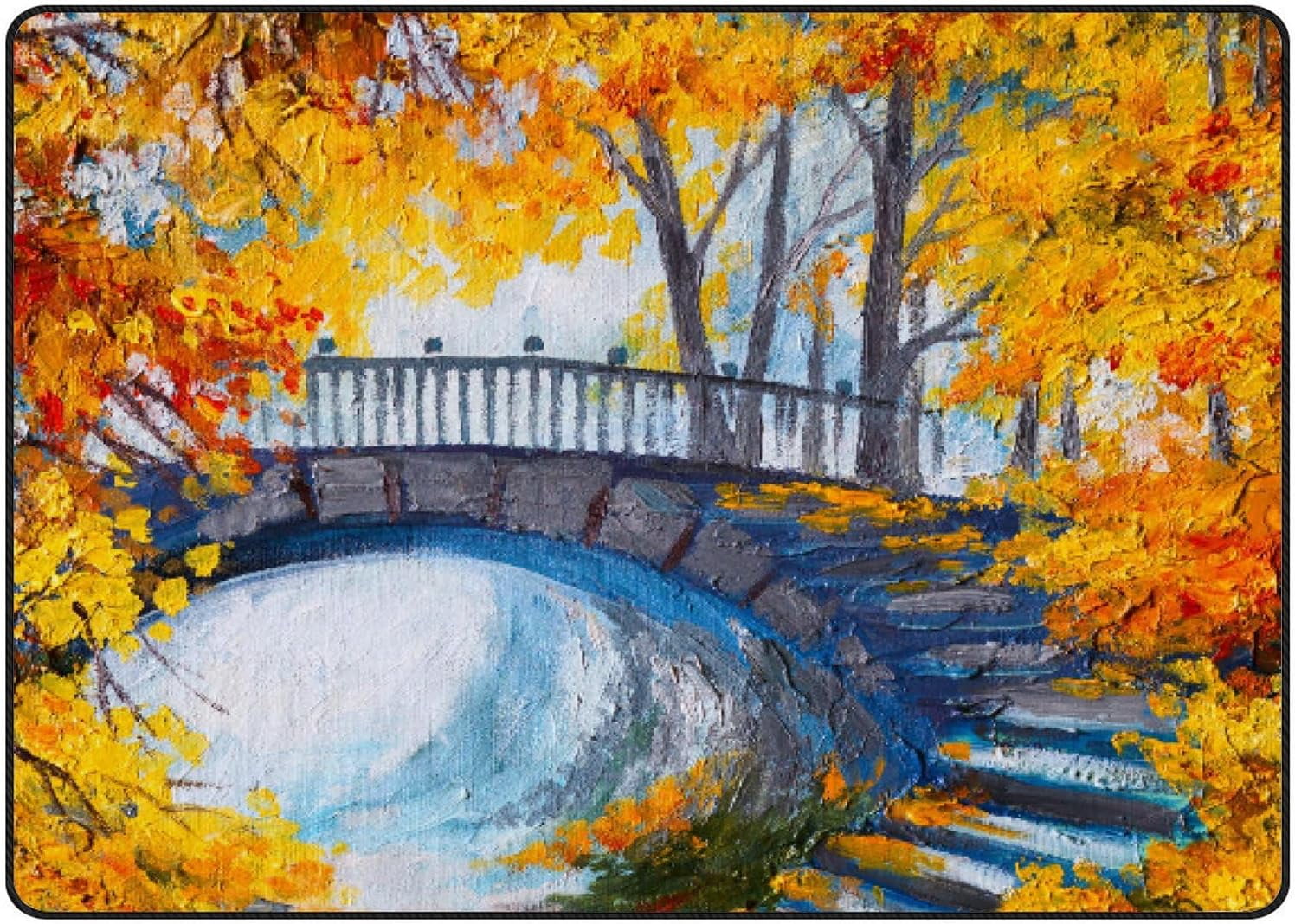 GZHJMY Soft Foam Nursery Area Rugs Autumn Forest Road Bridge Non Slip ...