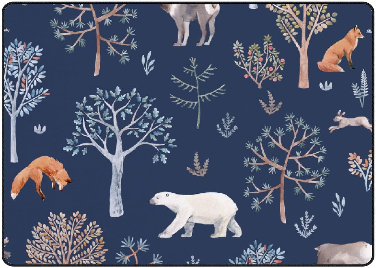 GZHJMY Soft Foam Nursery Area Rugs Cute Trees Forest Bear Fox Deer ...