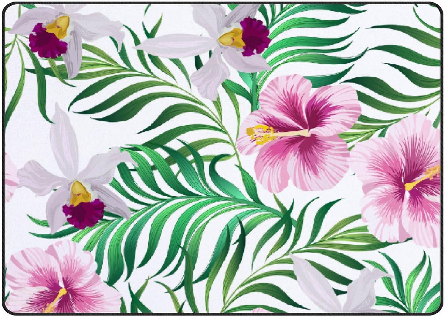 GZHJMY Soft Foam Nursery Area Rugs Exotic Tropical Flowers Coral ...