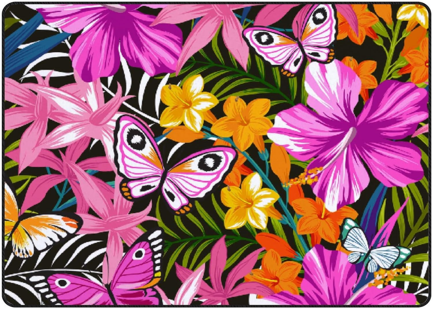 GZHJMY Soft Foam Nursery Area Rugs Exotic Tropical Leaves Flowers ...