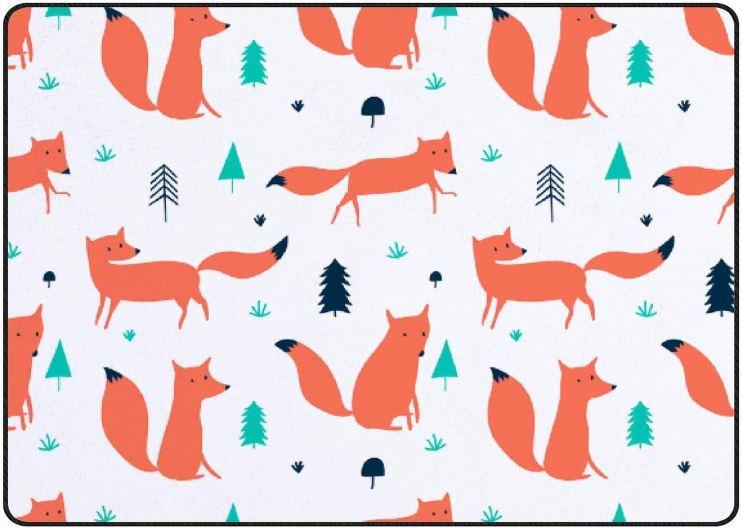GZHJMY Soft Foam Nursery Area Rugs Fox Patterns Non Slip Play Mats for ...