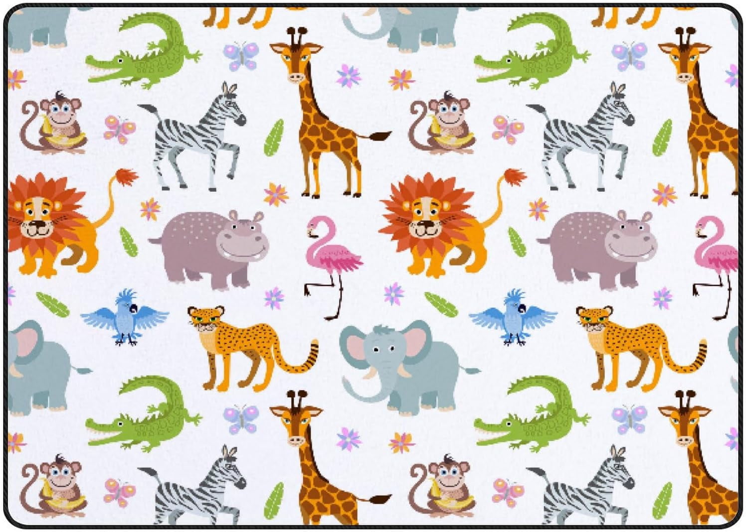 GZHJMY Soft Foam Nursery Area Rugs Funny Baby Savanna Animals Elephant ...