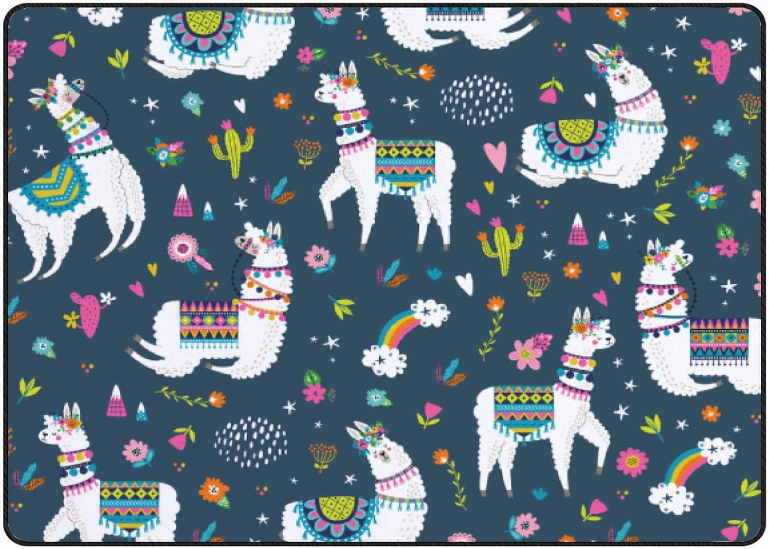 GZHJMY Soft Foam Nursery Area Rugs Llama Cactus Rainbow Non Slip Play ...