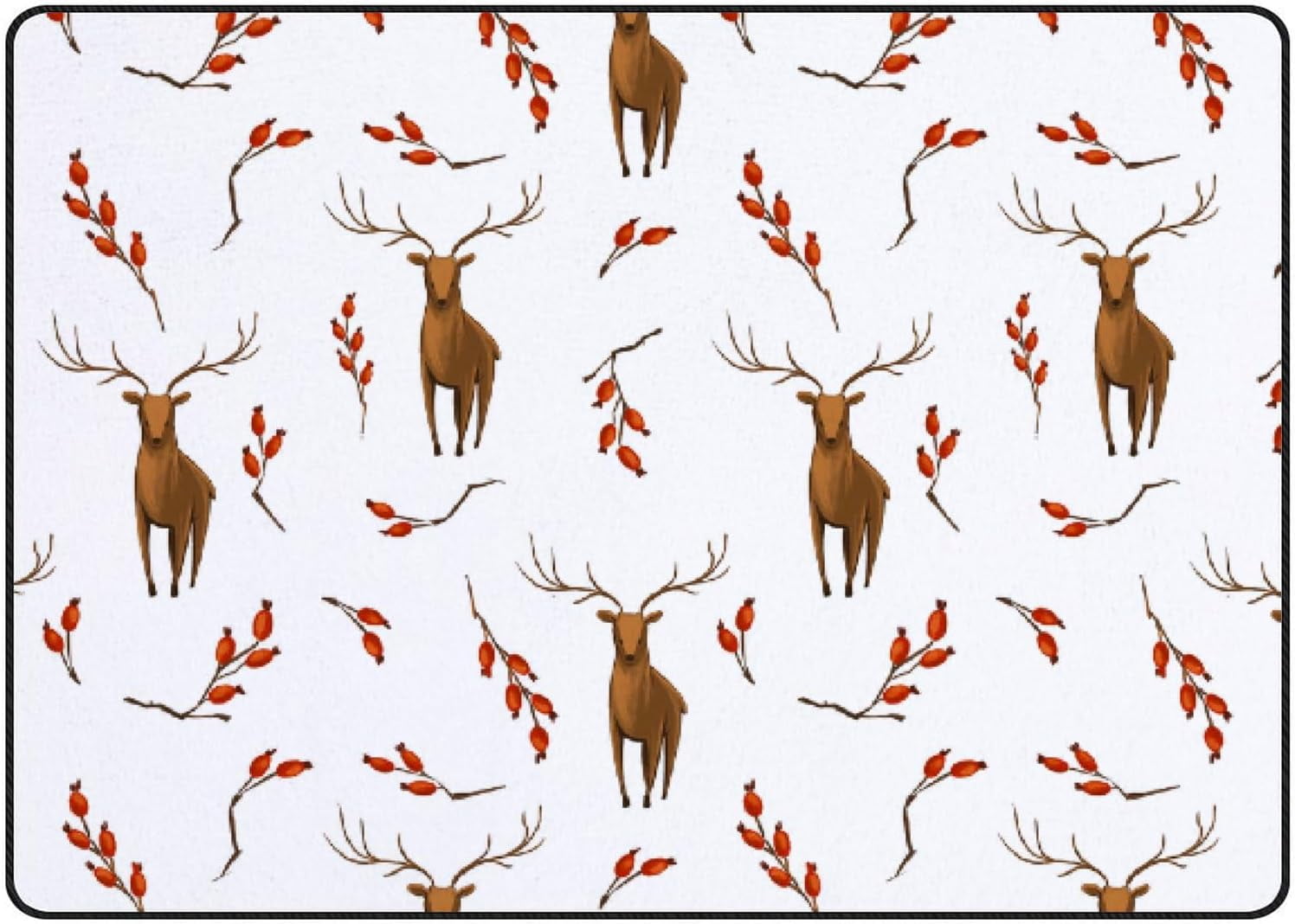 GZHJMY Soft Foam Nursery Area Rugs Seamless Deer Berries Non Slip Play ...