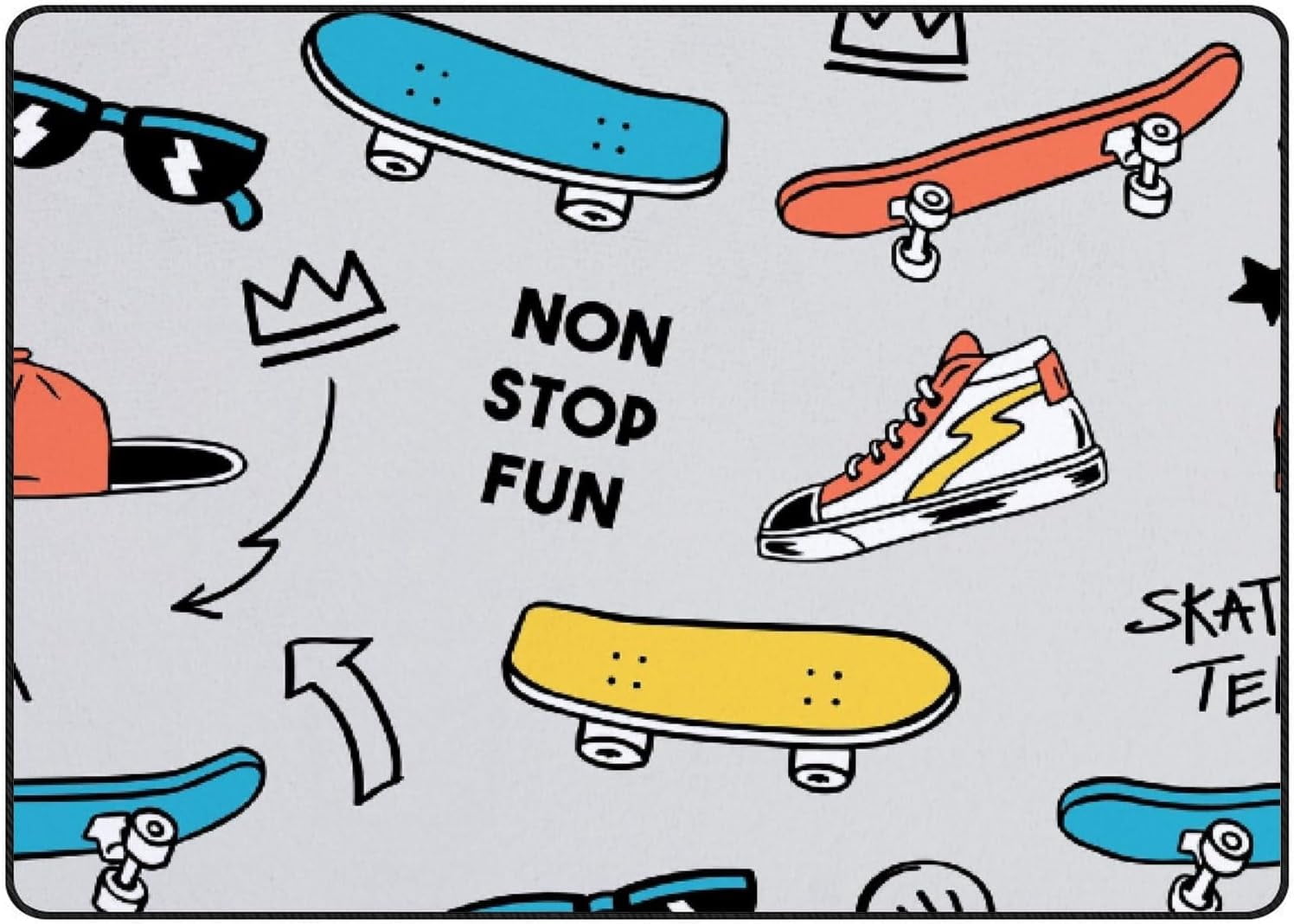 GZHJMY Soft Foam Nursery Area Rugs Skateboarding Doodle Non Slip Play ...