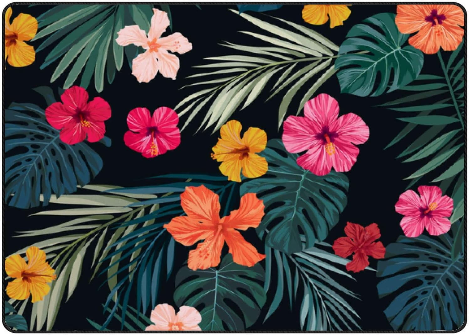 GZHJMY Soft Foam Nursery Area Rugs Tropical Bright Hibiscus Flowers ...