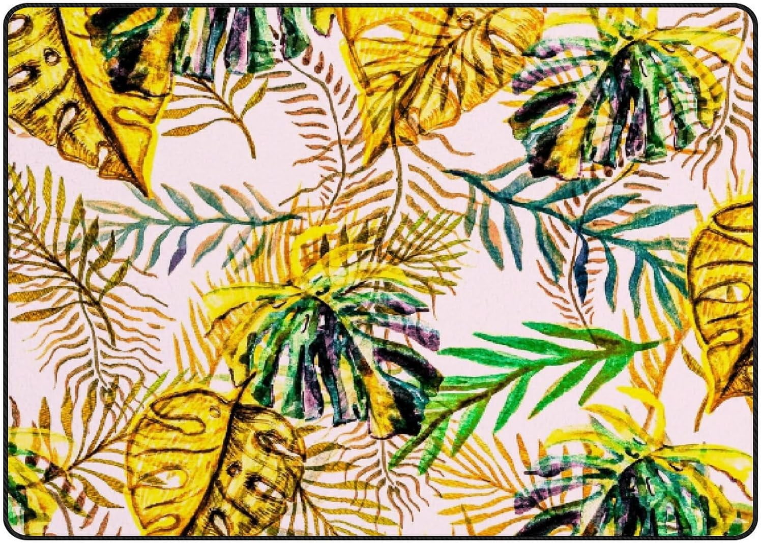 GZHJMY Soft Foam Nursery Area Rugs Tropical Palm Leaf Exotic Foliage ...