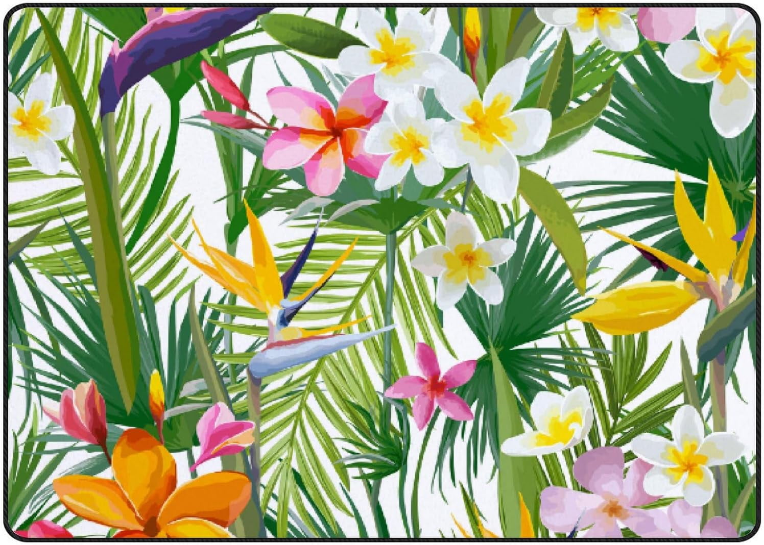 GZHJMY Soft Foam Nursery Area Rugs Tropical Palm Leaves and Flowers ...