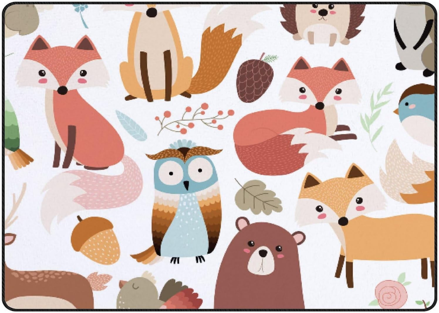 GZHJMY Soft Foam Nursery Area Rugs Woodland Animals Non Slip Play Mats ...