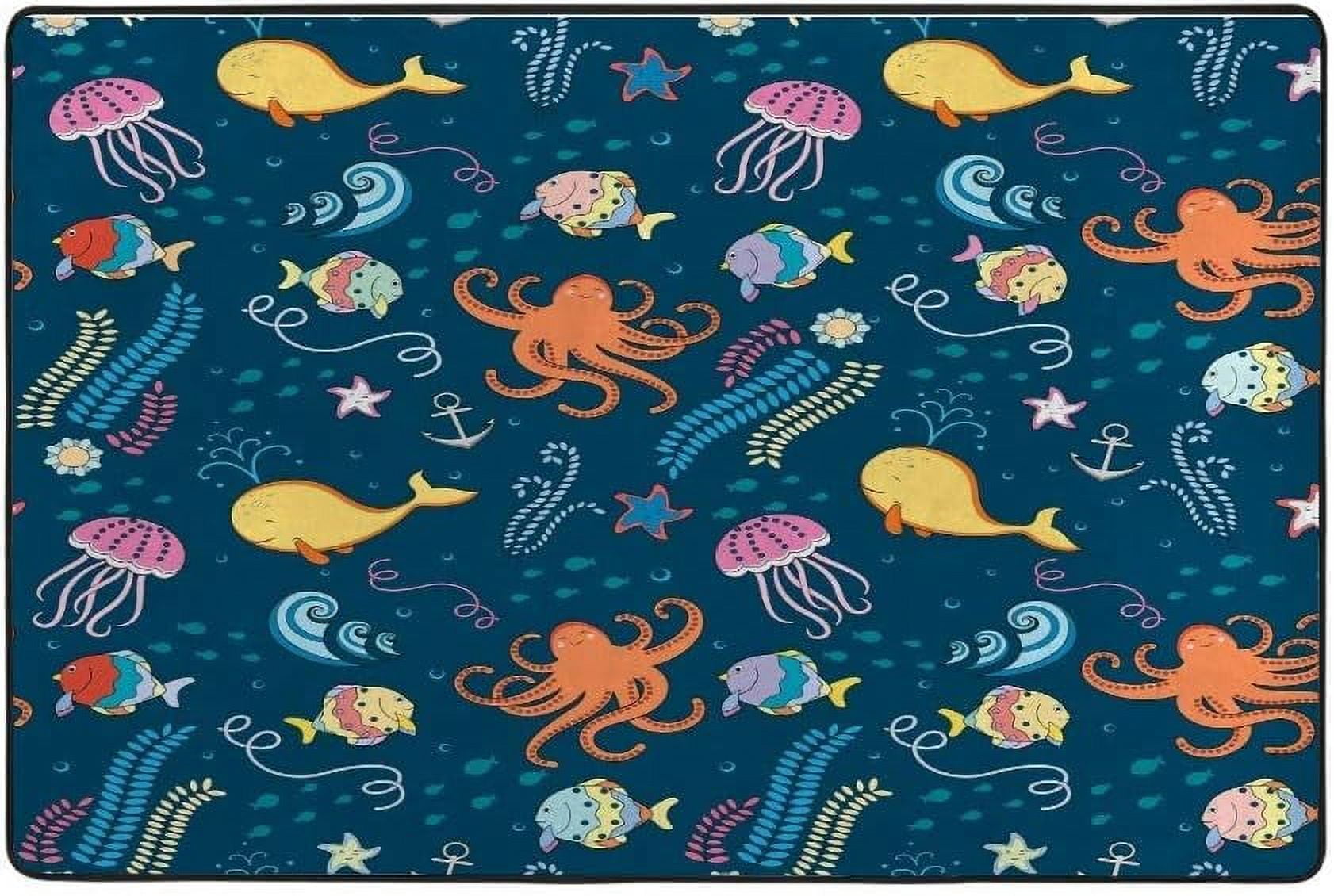 GZHJMY Soft Foam Nursery Rugs Cute Fish, Octopus, Jellyfish Non Slip ...