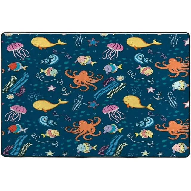 GZHJMY Soft Foam Nursery Rugs Cute Fish, Octopus, Jellyfish Non Slip ...