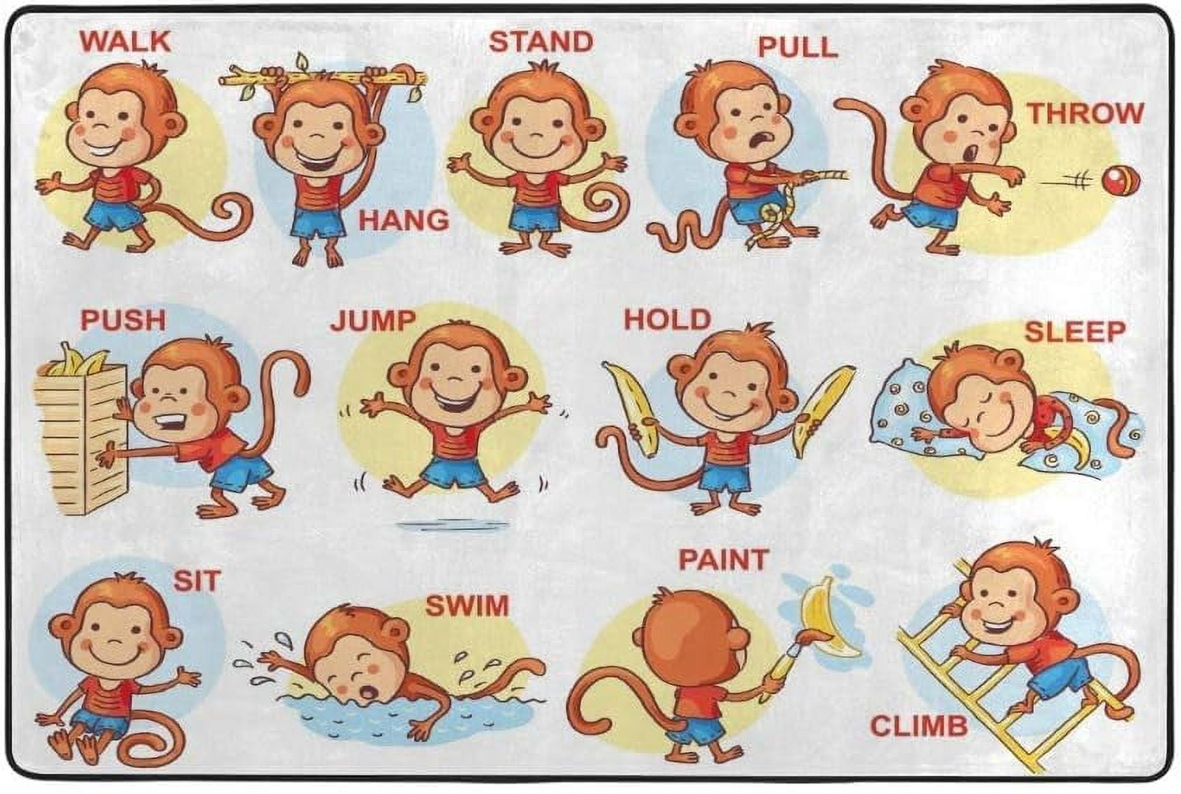 GZHJMY Soft Foam Nursery Rugs Cute Monkeys Non Slip Play Mats for Kids ...