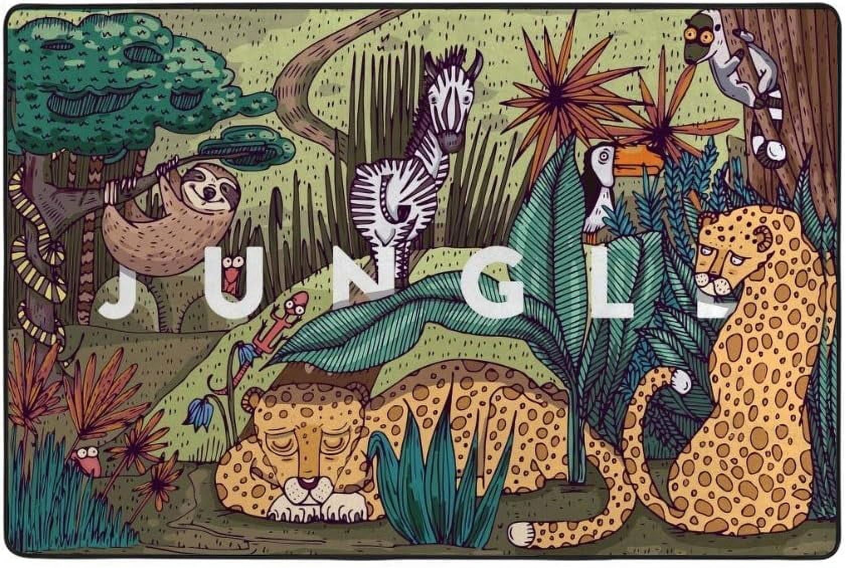 GZHJMY Soft Foam Nursery Rugs Jungle Animals Non Slip Play Mats for ...