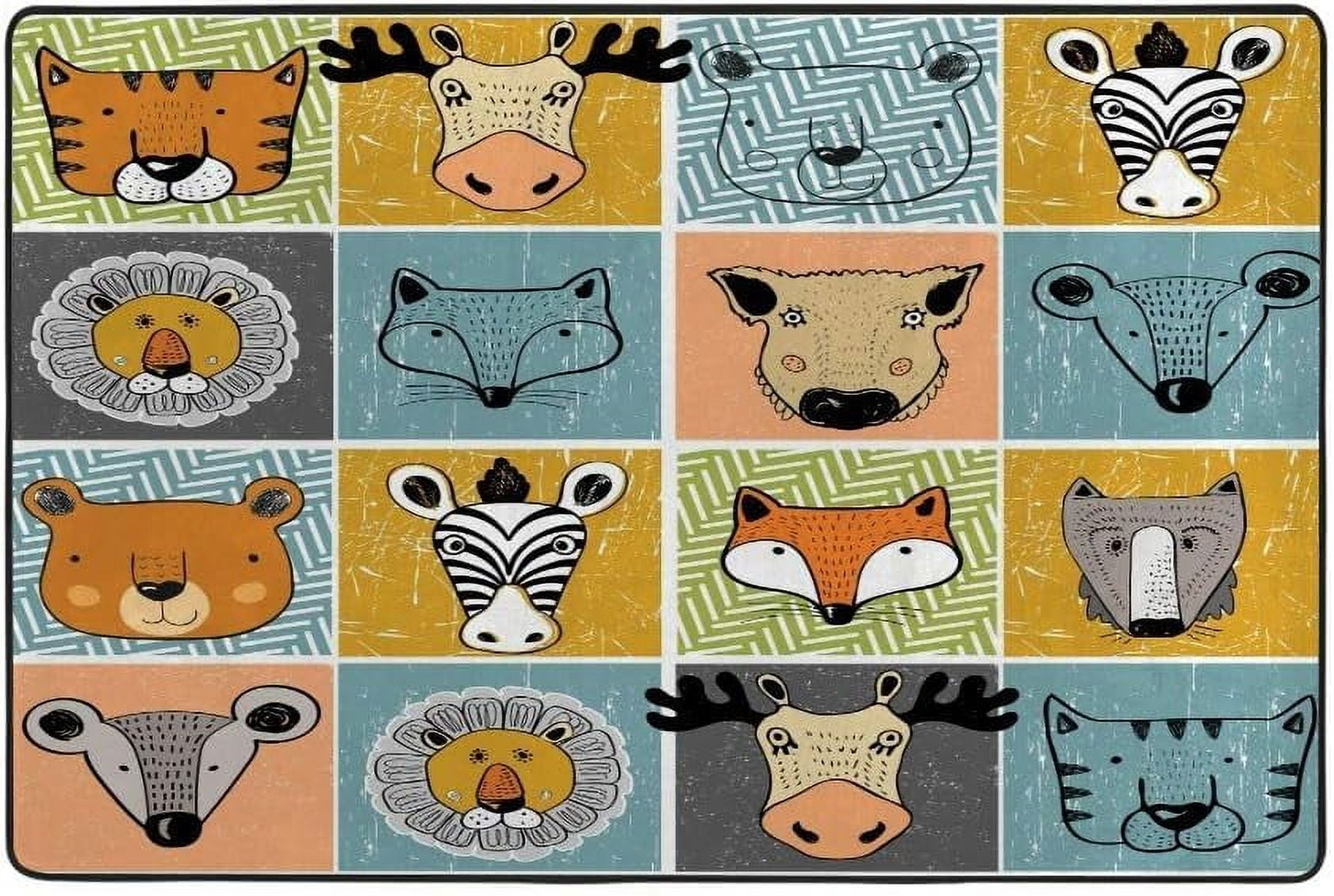 GZHJMY Soft Foam Nursery Rugs Jungle Animals Non Slip Play Mats for ...