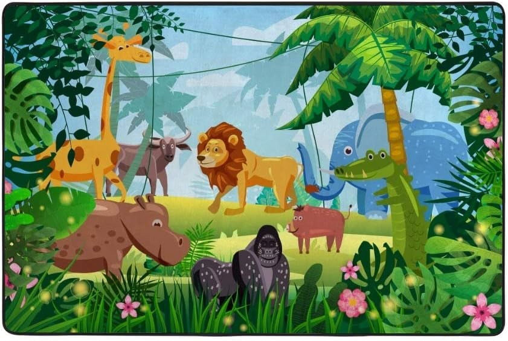 GZHJMY Soft Foam Nursery Rugs Jungle Animals Non Slip Play Mats for ...