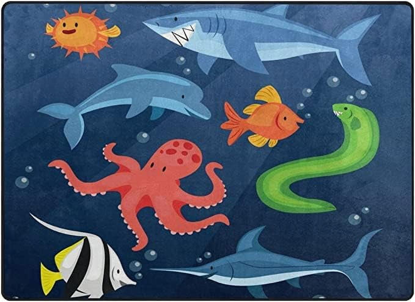 GZHJMY Soft Foam Nursery Rugs Ocean Animals Shark Dolphin Octopus Non ...