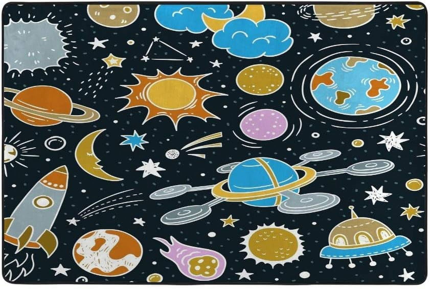 GZHJMY Soft Foam Nursery Rugs Spaceships and Planets Non Slip Play Mats ...