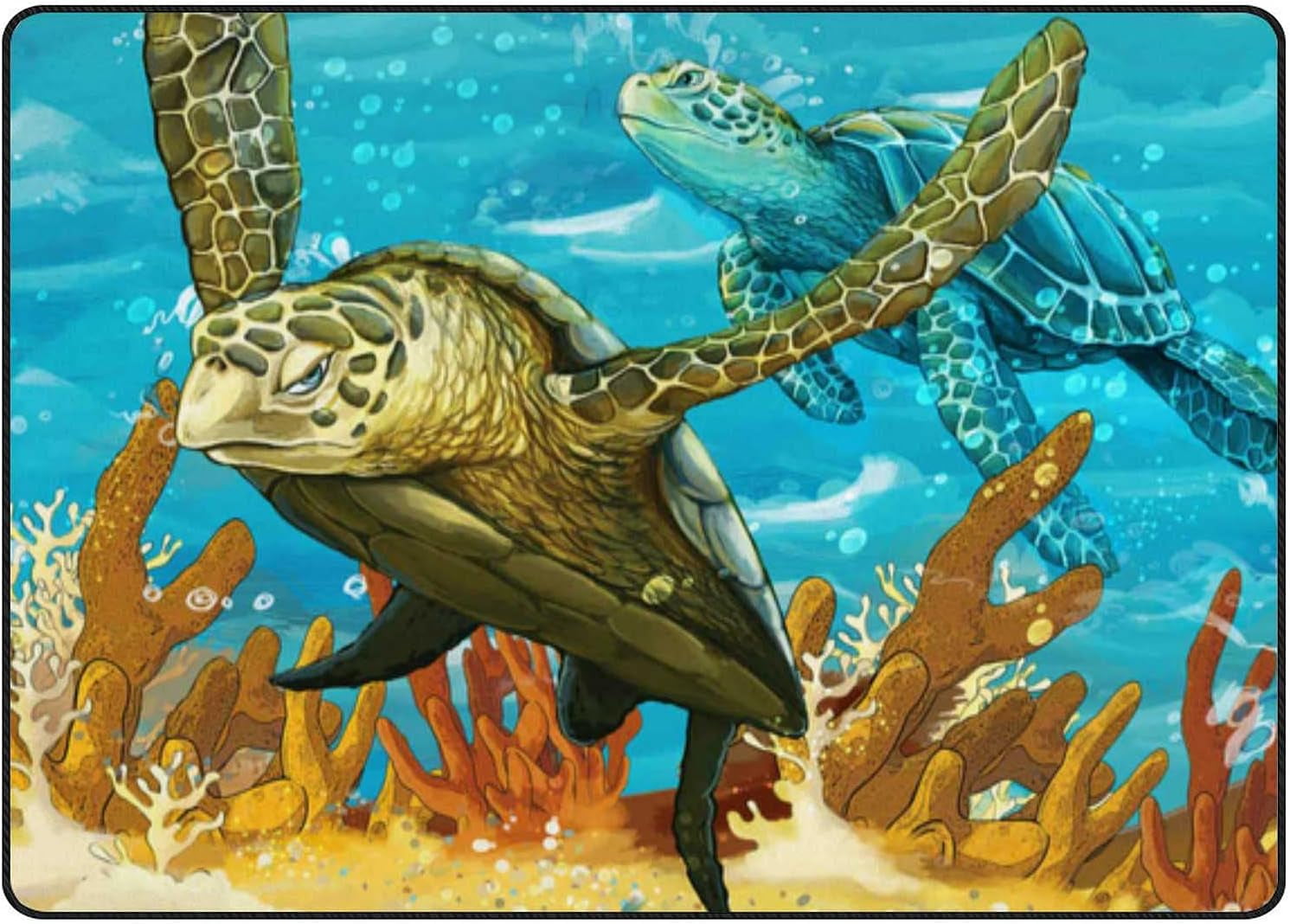 GZHJMY Soft Kids Rug Big Sea Turtles Area Rug Children Non Skid Animal ...
