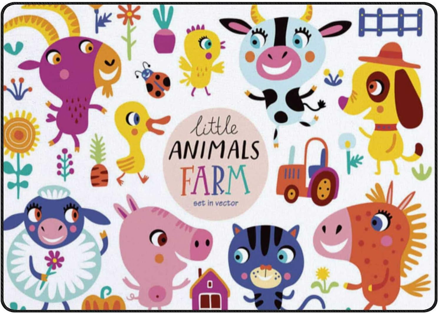 GZHJMY Soft Kids Rug Cute Farm Animals Area Rug Children Non Skid ...