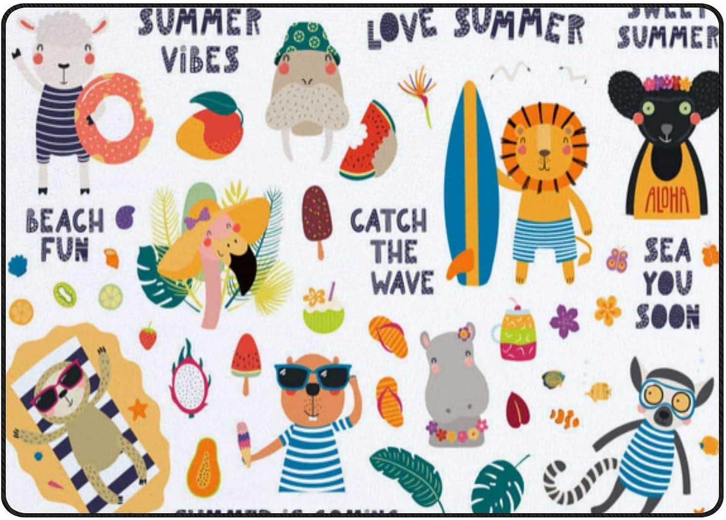 GZHJMY Soft Kids Rug Cute Print Animals Area Rug Children Non Skid ...