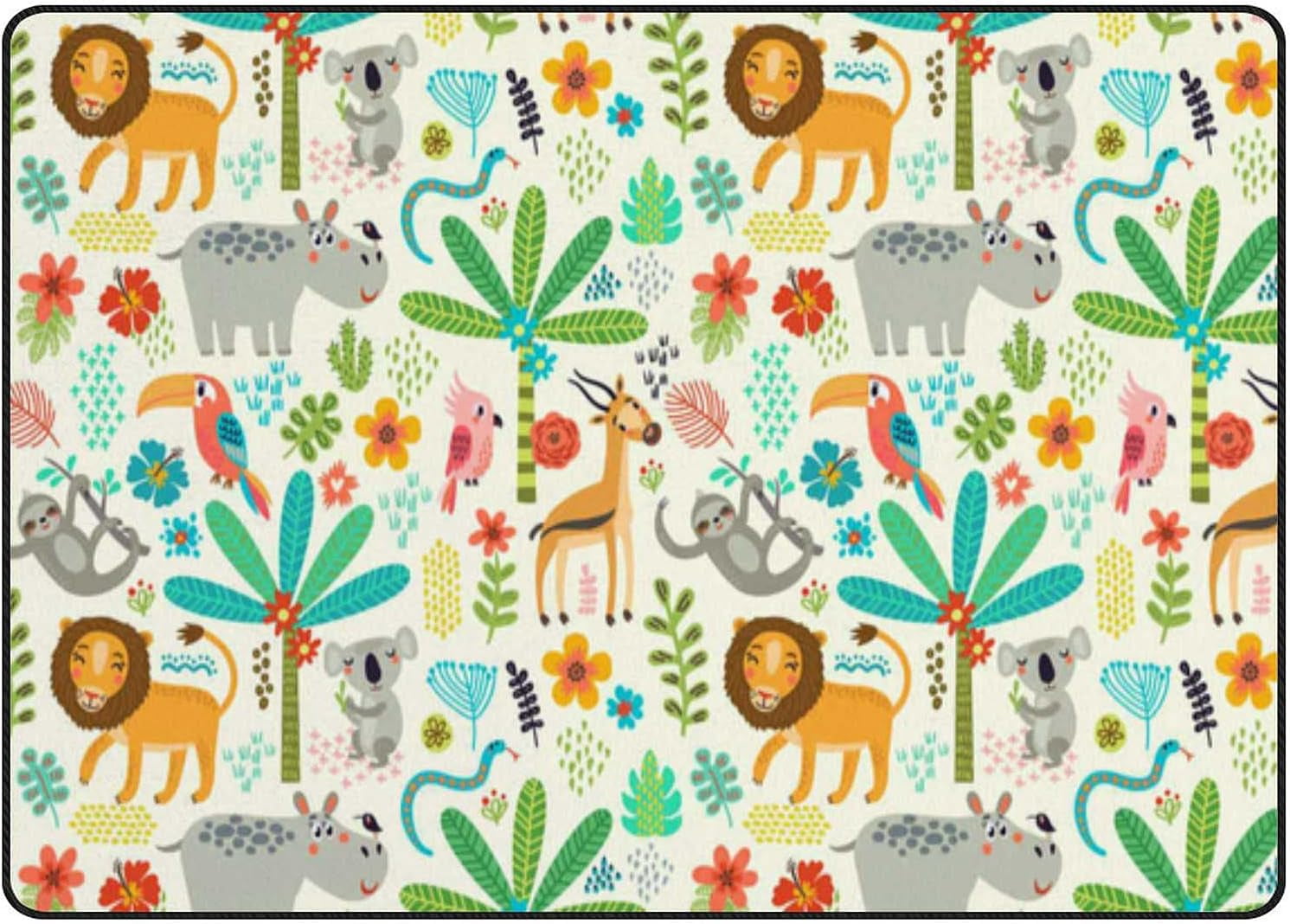GZHJMY Soft Kids Rug Jungle Animals Area Rug Children Non Skid Animal ...