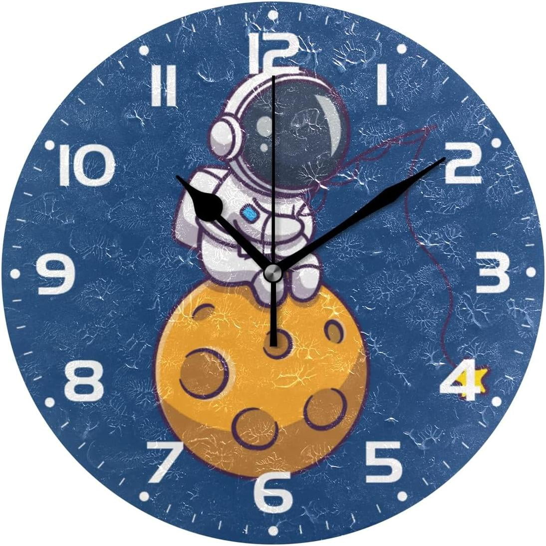 GZHJMY Space Astronaut Wall Clock, 10" Silent Non Ticking Round Clock ...