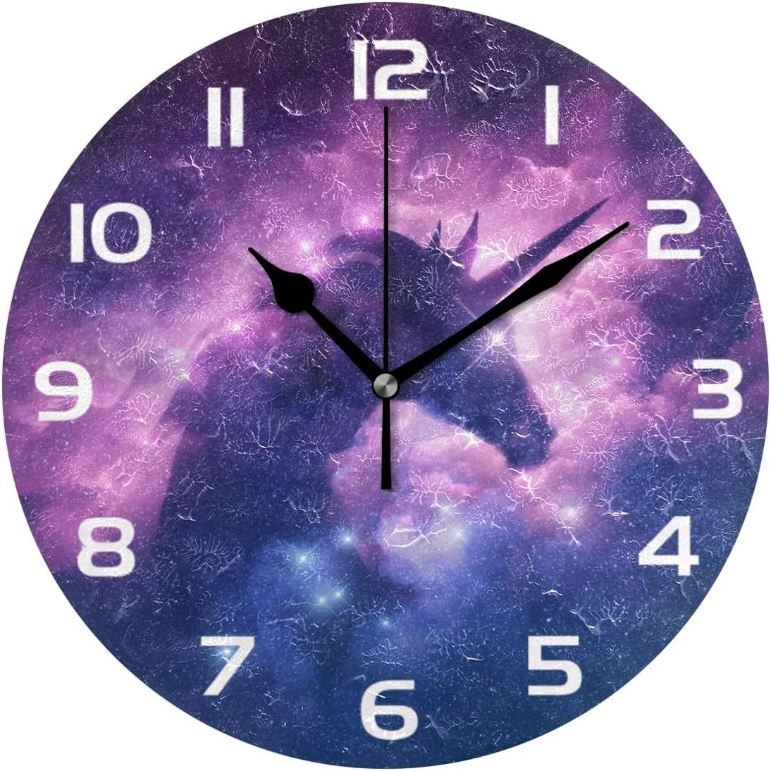 GZHJMY Space Galaxy Wall Clock, 10" Silent Non Ticking Round Clock, Oil ...