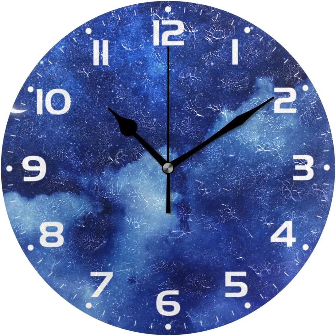 GZHJMY Space Galaxy Wall Clock, 10" Silent Non Ticking Round Clock, Oil ...