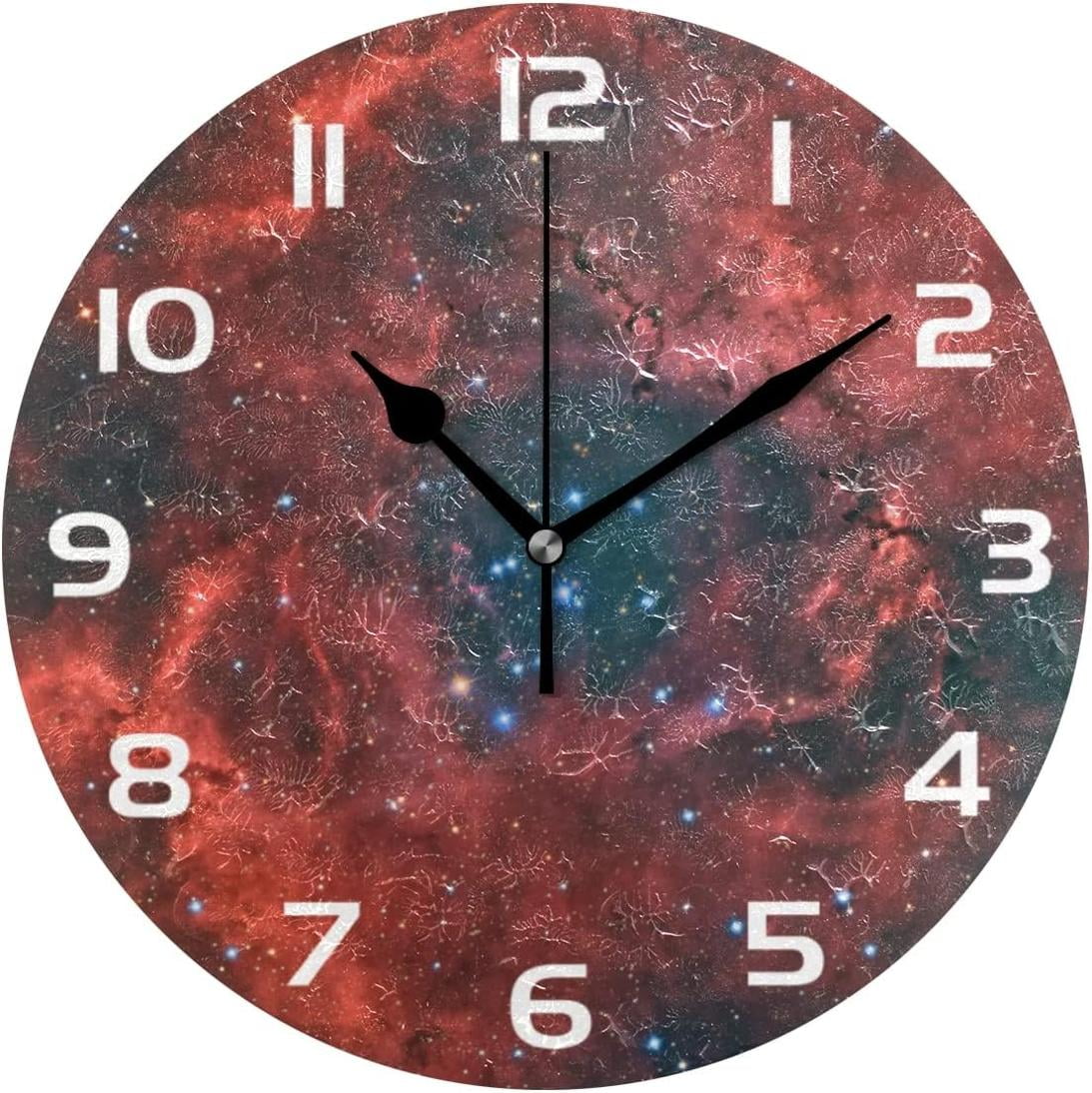 GZHJMY Space Galaxy Wall Clock, 10" Silent Non Ticking Round Clock, Oil ...
