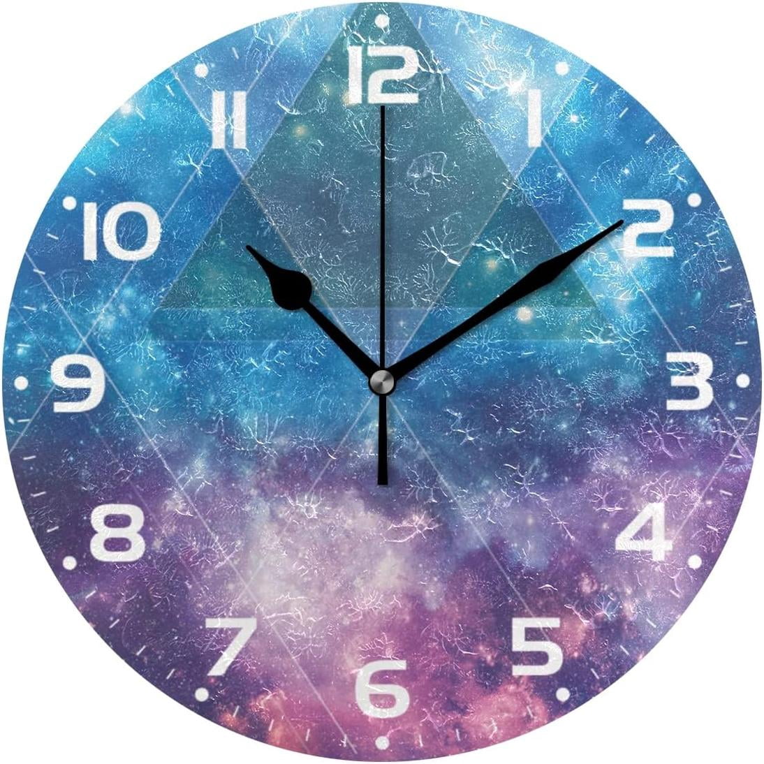 GZHJMY Space Galaxy Wall Clock, 10" Silent Non Ticking Round Clock, Oil ...