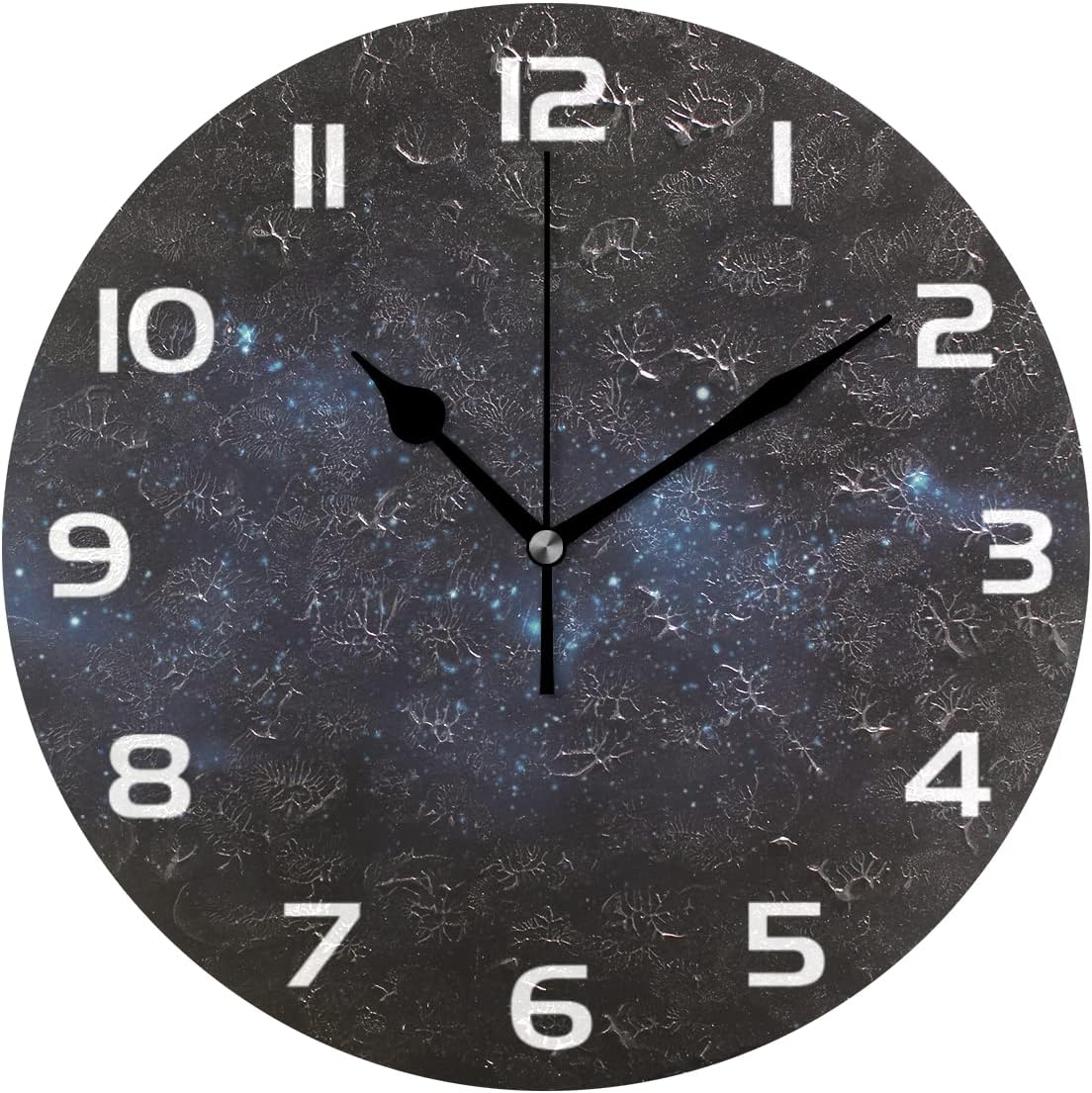 GZHJMY Space Galaxy Wall Clock, 10" Silent Non Ticking Round Clock, Oil ...