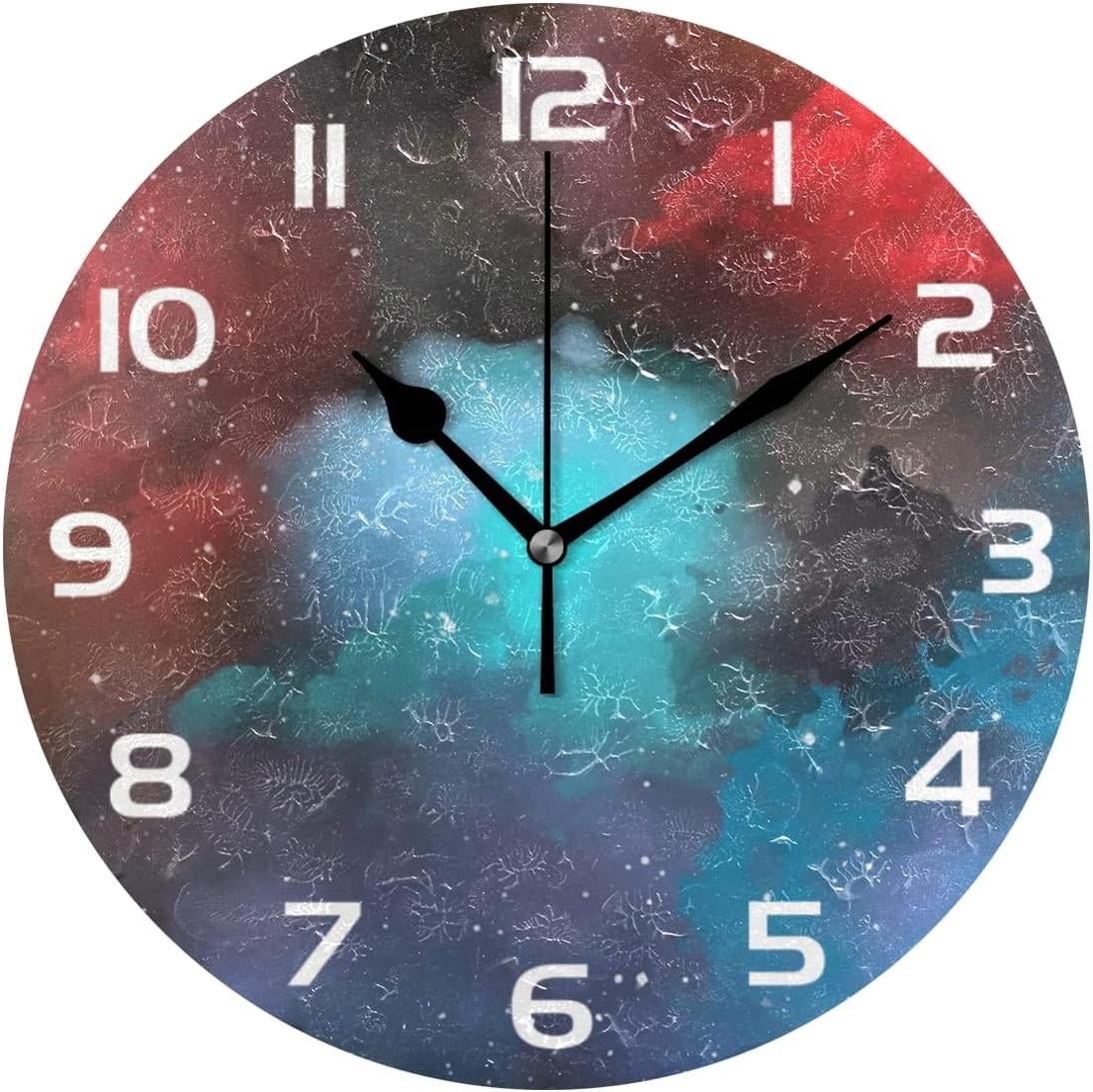 GZHJMY Space Galaxy Wall Clock, 10" Silent Non Ticking Round Clock, Oil ...