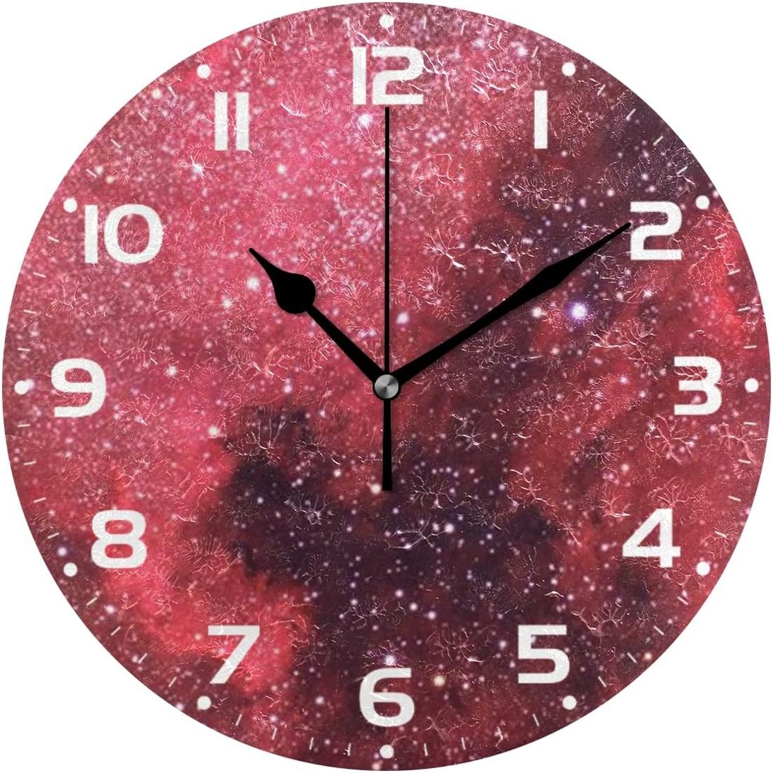 GZHJMY Space Galaxy Wall Clock, 10" Silent Non Ticking Round Clock, Oil ...